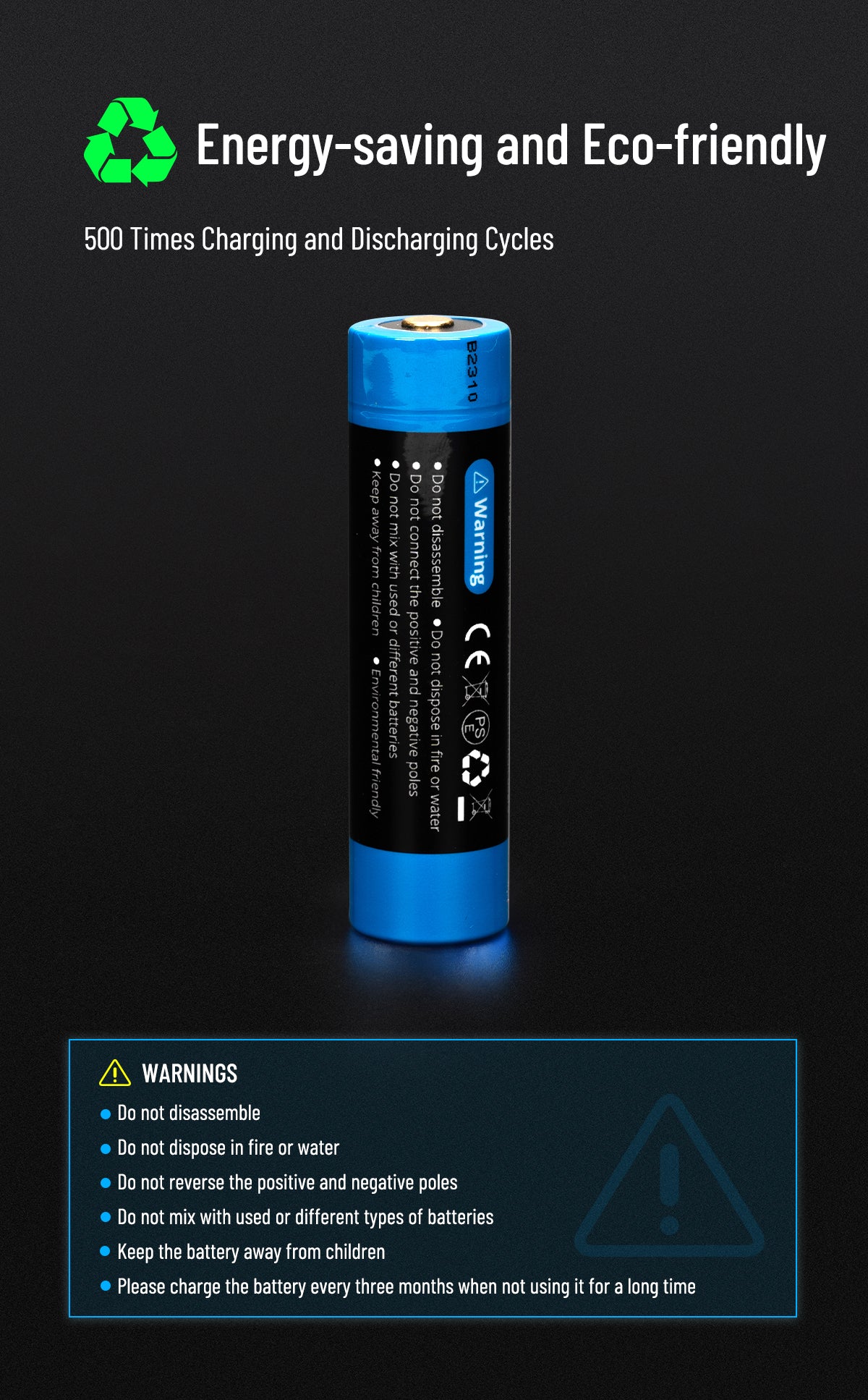 Wuben 18650- Battery w/ USB-C Charging